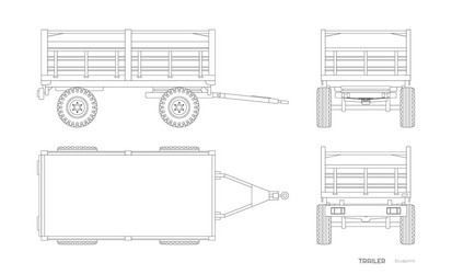 Outline farmer tractor drawing isolated Royalty Free Vector