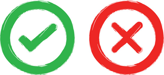 Check mark and wrong icon Royalty Free Vector Image