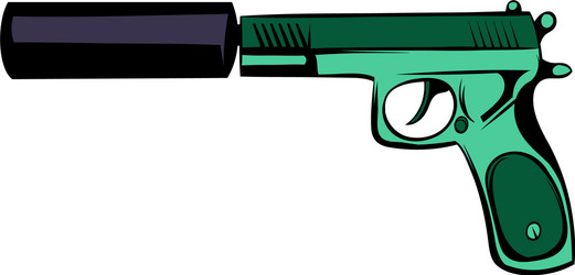 Pistol with silencer cartoon icon Royalty Free Vector Image