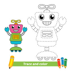 Handwriting practice for kids with robot Vector Image
