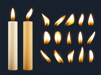 Burning candle stages combustion wax Royalty Free Vector