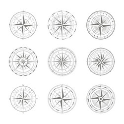 Wind rose map directions vintage compass ancient Vector Image