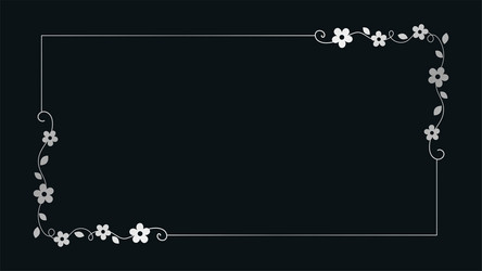 Silver floral rectangle frame simple line border Vector Image