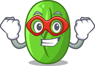 A cartoon green beans with super hero costume Vector Image