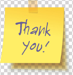 Yellow sticky note with text thank you Royalty Free Vector