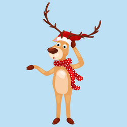 Cartoon santa claus with seven reindeers Vector Image