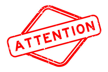 Red color round seal sticker in word attention Vector Image