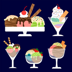 Icecream set frozen ice cold dessert Royalty Free Vector