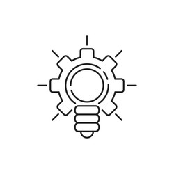 Solution logo with thin line light bulb and gear Vector Image