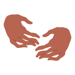 Two hands brown skin color in a holding gesture Vector Image