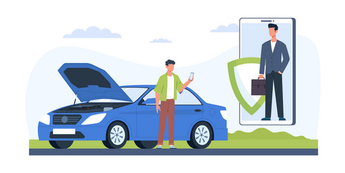 Car insurance policy man handshake with agent Vector Image