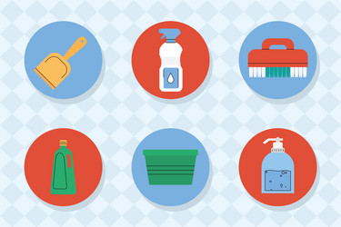 Cleaning supplies icon set Royalty Free Vector Image