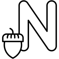 Letter n alphabet with nut icon Royalty Free Vector Image