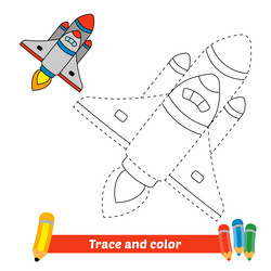 Trace and color for kids rocket Royalty Free Vector Image