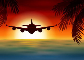 Plane and sunset art Royalty Free Vector Image
