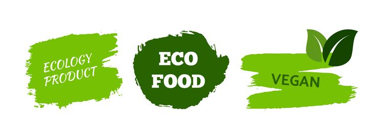 Green natural bio labels Royalty Free Vector Image