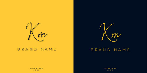 Initial letters km monogram logo design bundle Vector Image