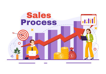 Sales process with steps of communication Vector Image