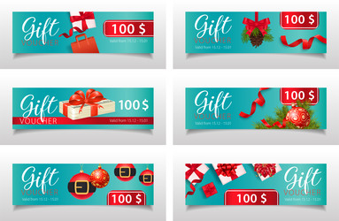 Gift voucher lettering with boxes Royalty Free Vector Image