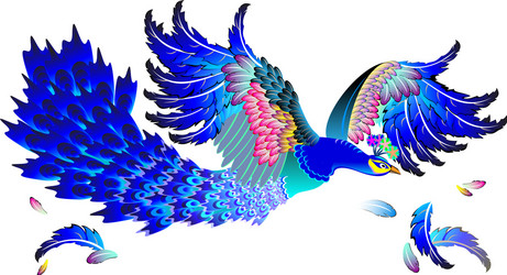 Flying fantasy fairyland blue bird cartoon image Vector Image