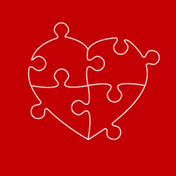 2 red piece puzzle heart valentines day love Vector Image