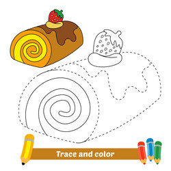 Trace and color for kids cake Royalty Free Vector Image