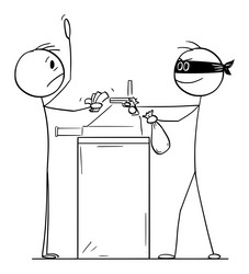 Thief opening vault cartoon stick figure Vector Image