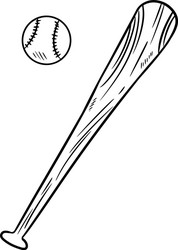 Baseball bat and ball hand drawing Royalty Free Vector Image