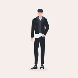 Male student in standing pose Royalty Free Vector Image