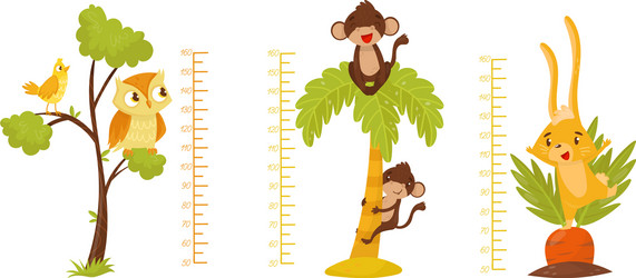 Height chart for kids with funny animals Vector Image