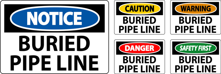 Caution sign buried pipe line on white background Vector Image