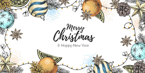 Christmas holiday hand drawing poster Royalty Free Vector