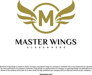 Wings m letter logo initial template Royalty Free Vector