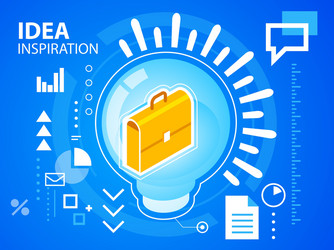 Successful model work of blue light bulb Vector Image