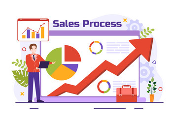Sales process with steps of communication Vector Image