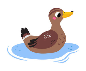 Funny dabbling duck character with wings sitting Vector Image
