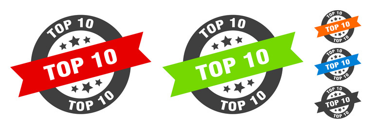 Top 10 round blue sticker isolated on white Vector Image