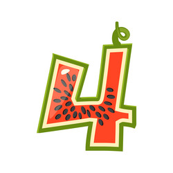 Cute fruit peach number 5 digit five Royalty Free Vector