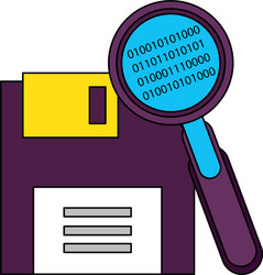 Magnifying glass checking system cartoon Vector Image