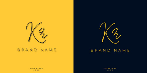 Minimal letters kr logo design Royalty Free Vector Image