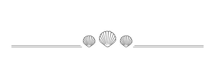 Seashell scallop border divider sea and ocean Vector Image