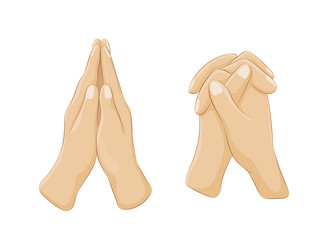 Human hands positions set person arms praying Vector Image
