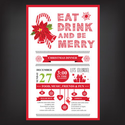 Christmas restaurant and party menu invitation Vector Image
