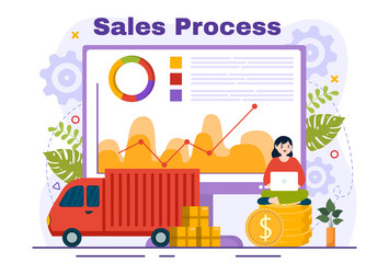 Sales process with steps of communication Vector Image