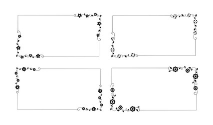 Floral rectangle frame hand drawn line border Vector Image