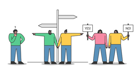 People choosing and thinking choose paths Vector Image