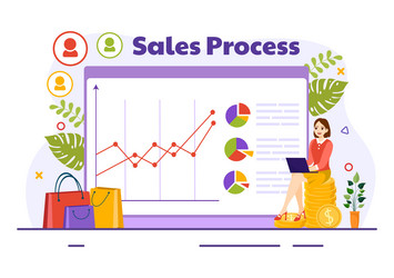 Sales process with steps of communication Vector Image