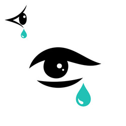 Crying eye tear icon drip water tears Royalty Free Vector