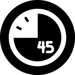 45 minutes clock icon silhouette style Royalty Free Vector