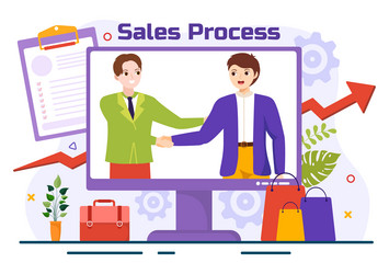 Sales process with steps of communication Vector Image